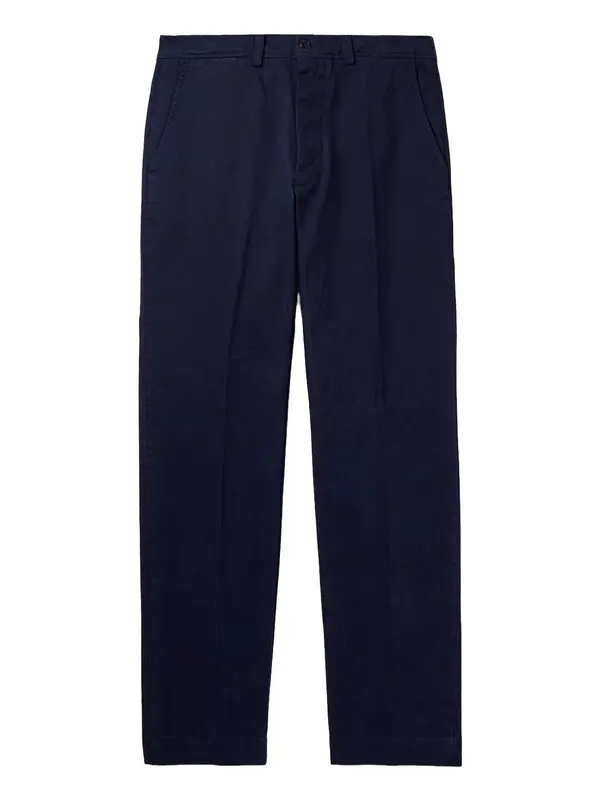 Officine Générale Straight-leg Cotton-twill Trousers - Blue