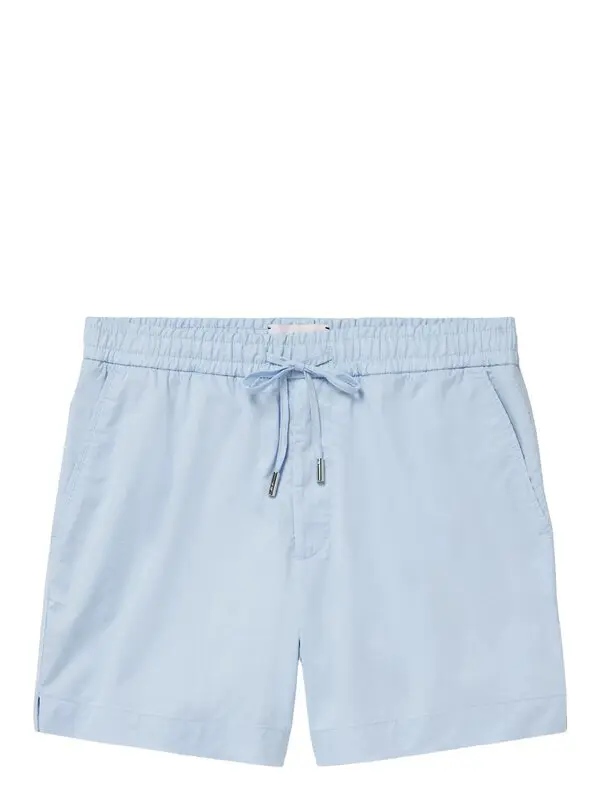 Mr P. Straight-leg Organic Cotton-poplin Drawstring Shorts - Blue