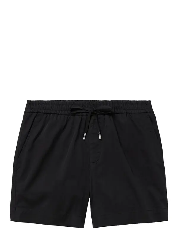 Mr P. Straight-leg Organic Cotton-poplin Drawstring Shorts - Black