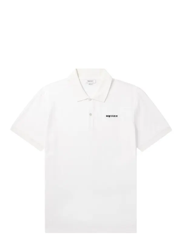 Alexander McQueen Logo-embroidered Cotton-piqué Polo Shirt - White