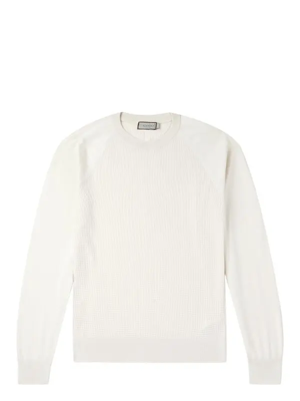 Canali Waffle-knit Cotton And Silk-blend Sweatshirt - Neutrals