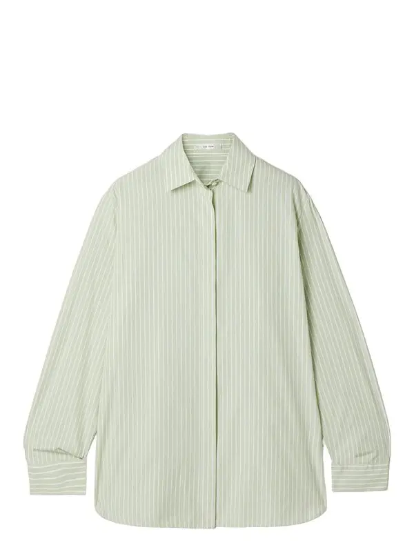 THE ROW Vanda Striped Cotton-poplin Shirt - Green