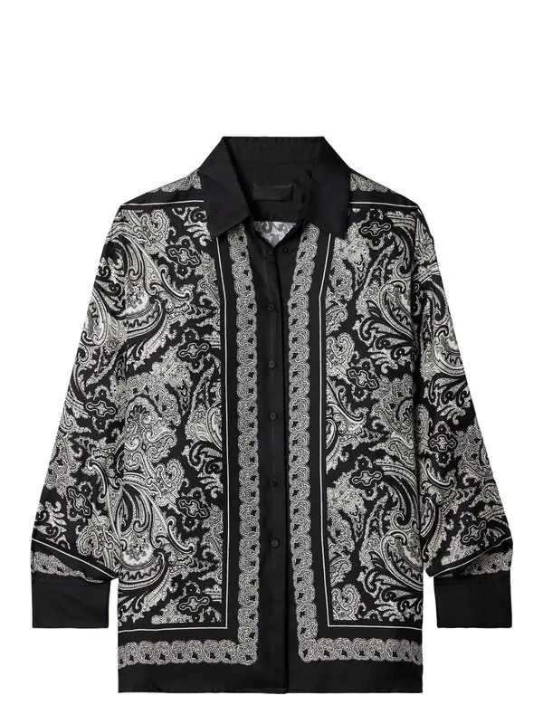 NILI LOTAN Alfie Bandana-print Silk-twill Shirt - Black