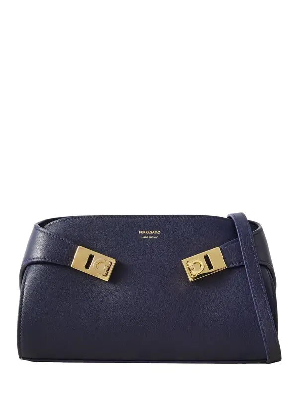 FERRAGAMO Textured-leather Shoulder Bag - Blue