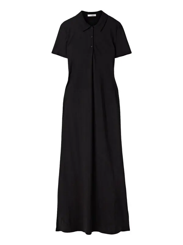 THE ROW Valenit Cotton And Silk-blend Jersey Maxi Shirt Dress - Black