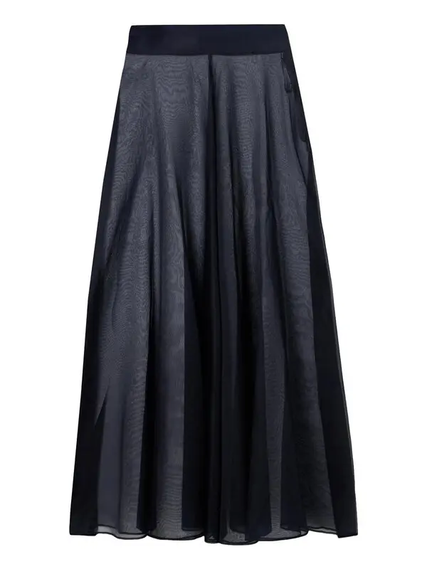 ESSE STUDIOS Aire Satin-trimmed Silk-organza Maxi Skirt - Blue