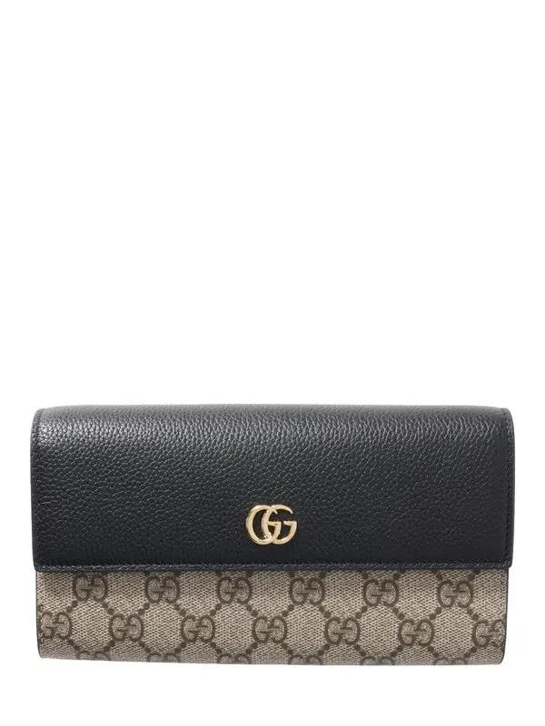 Gucci Gg Marmont Petite Textured-leather And Printed Coated-canvas Shoulder Bag - Black