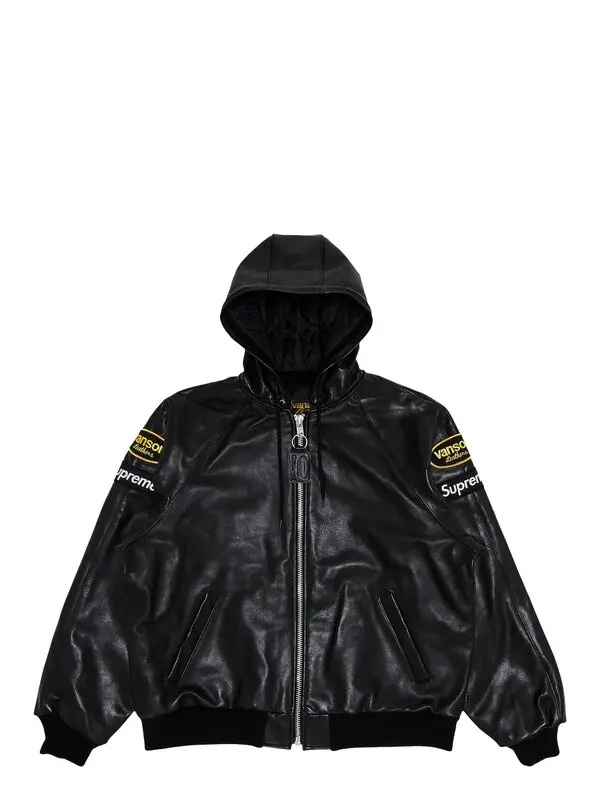 Supreme X Vanson Leather Hooded Work Jacket - Black