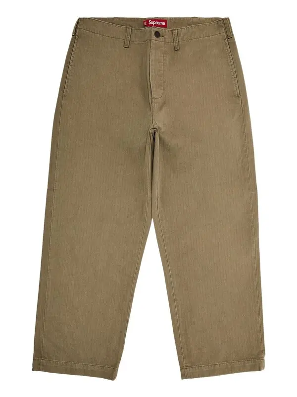 Supreme Washed Herringbone Chino Pant 'olive - Green