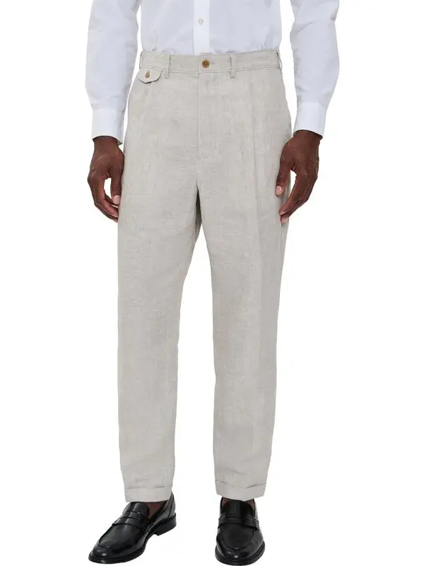 ALEX MILL Standard Pleated Linen Pants - Flax