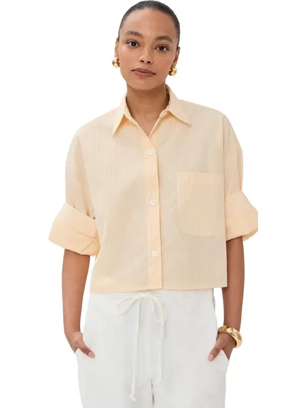 TWP Striped Button-down Shirt - Ivory/yellow