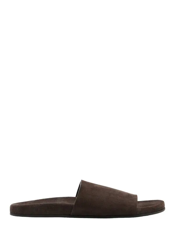 THE ROW Hugh Suede Slide Sandals - Brown