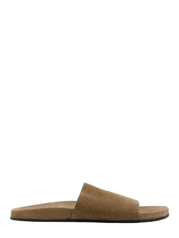 THE ROW Hugh Suede Slide Sandals - Neutral