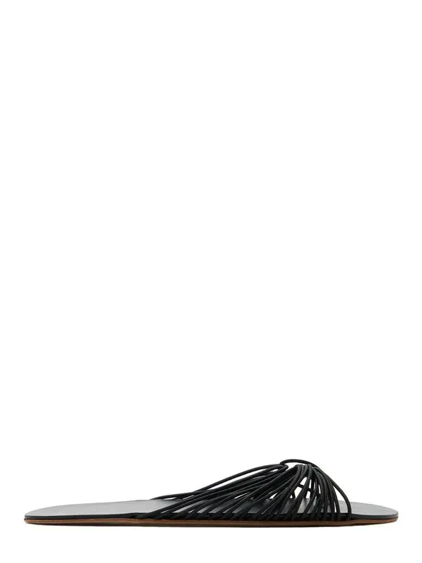 THE ROW Sara Gathered Thong Sandals - Black