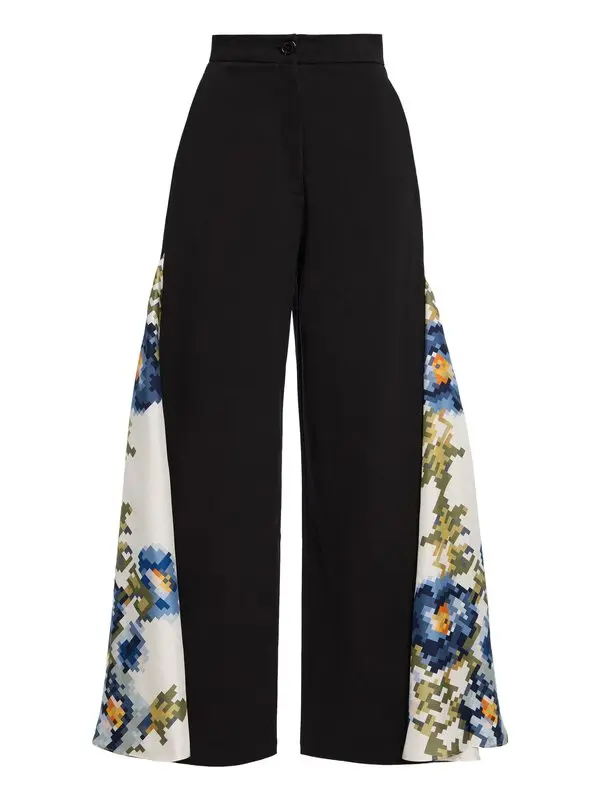 S.S.DALEY Audrey Silk-paneled Wool Trousers - Black