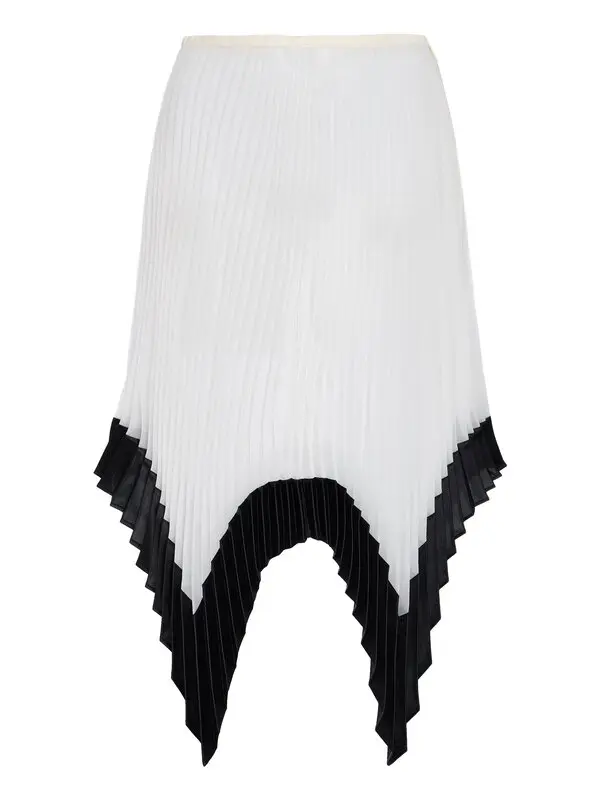 S.S.DALEY Edith Pleated Silk Midi Skirt - Black,white
