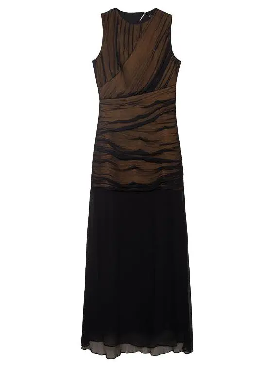 Mango Sleeveless Ruched A-line Dress - Black