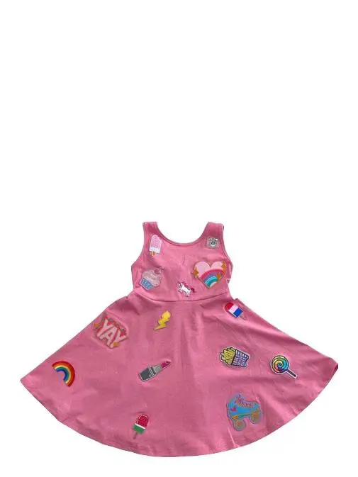 LOLA + THE BOYS Tank Dress With Embroidered Patches - Pink
