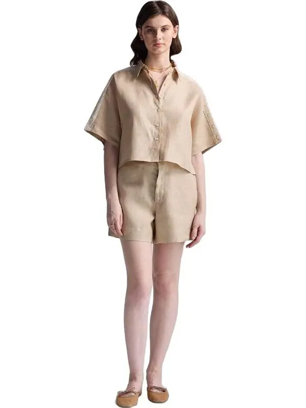 REISTOR Boxy Shirt With Lace Detailing - Neutral