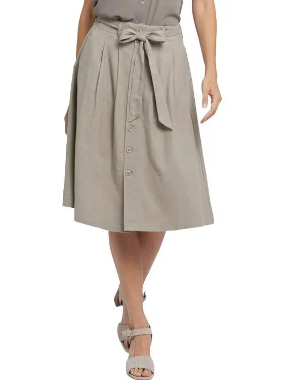 NYDJ Tie-waist Linen-blend Skirt - Saddlewood