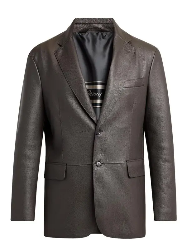 Brioni Monti Deerskin Single-breasted Blazer - Brown