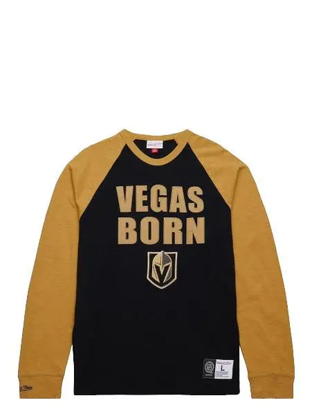 Mitchell & Ness Gold Vegas Golden Knights Legendary Slub Raglan Long Sleeve T-shirt - Black
