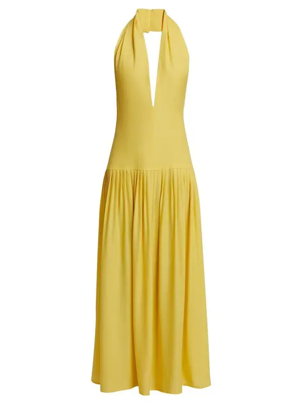 Proenza Schouler Tala Halter Viscose Georgette Dress - Lemon