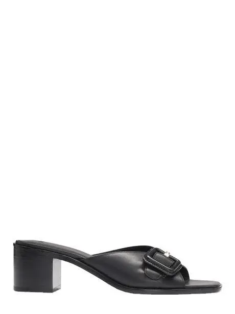 BOSS Leather Block Heel Slide Sandal - Black