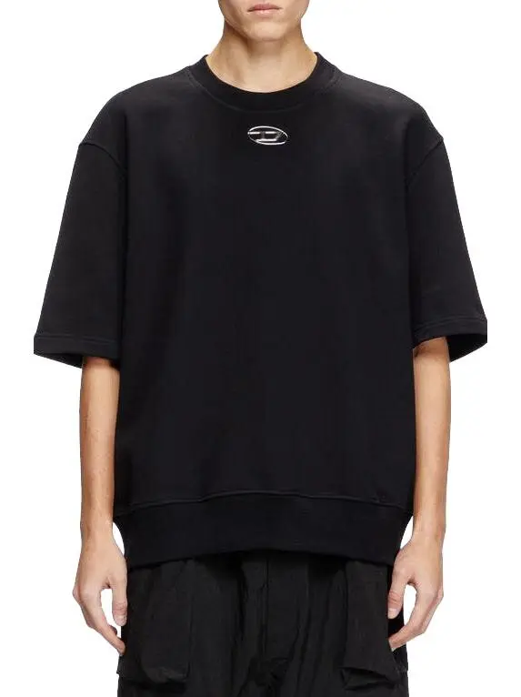 DIESEL® Short Sleeve Cotton Sweatshirt - Deep/ Black