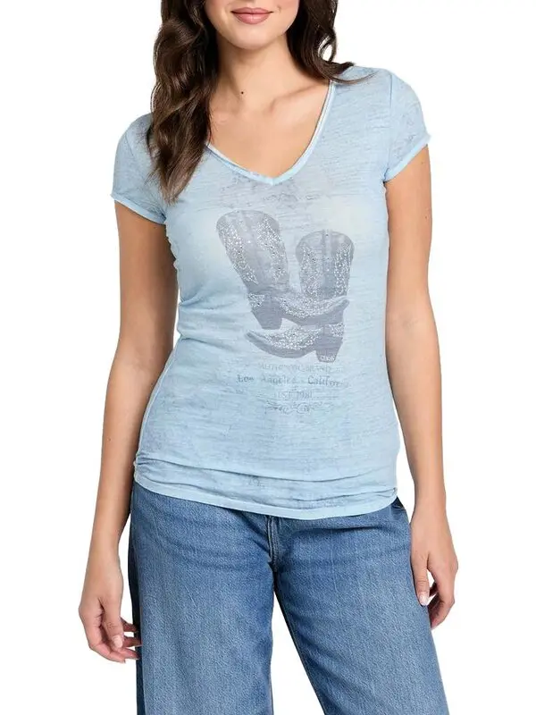 Guess Burnout Graphic T-shirt - Nimbus Blue
