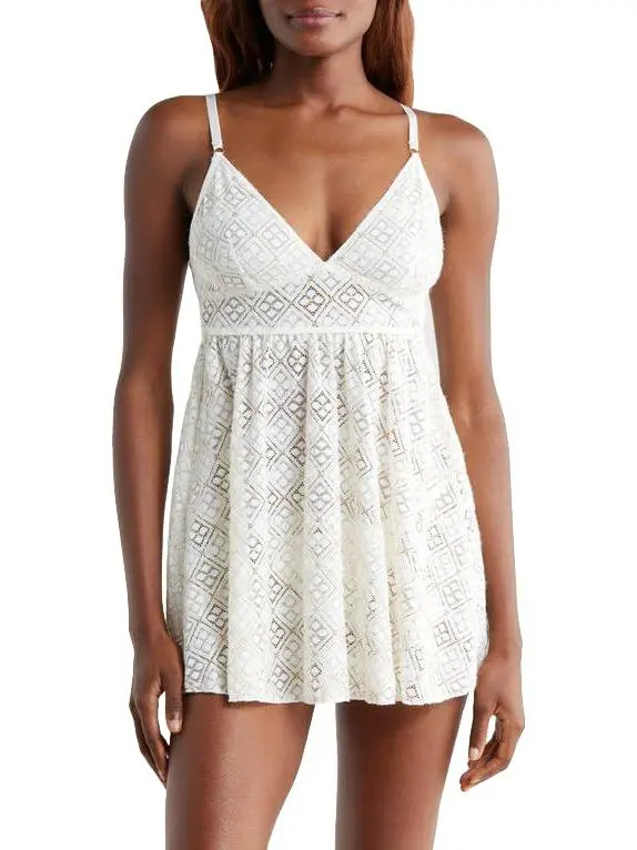 KILO BRAVA Lace Babydoll Chemise - Shell White