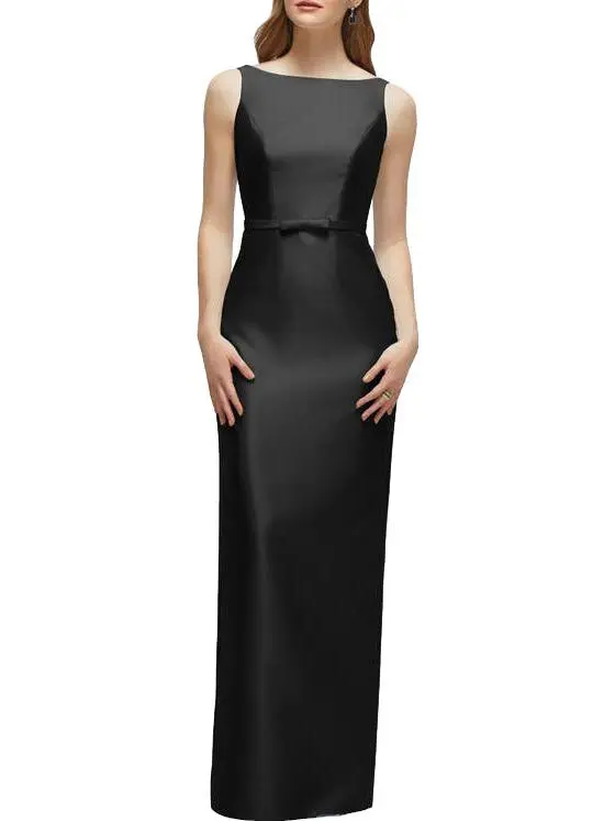Alfred Sung Sleeveless Satin Twill Column Gown - Black