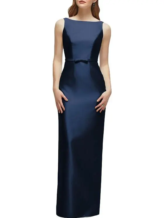 Alfred Sung Sleeveless Satin Twill Column Gown - Midnight