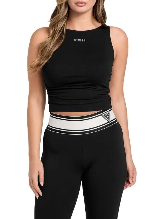 Guess Ruched Crop Tank - Jet Black