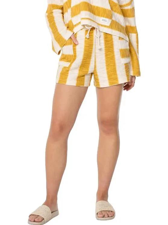 Roxy Striped Cotton-blend Shorts - Amber Gold Jungle Beach Stripe
