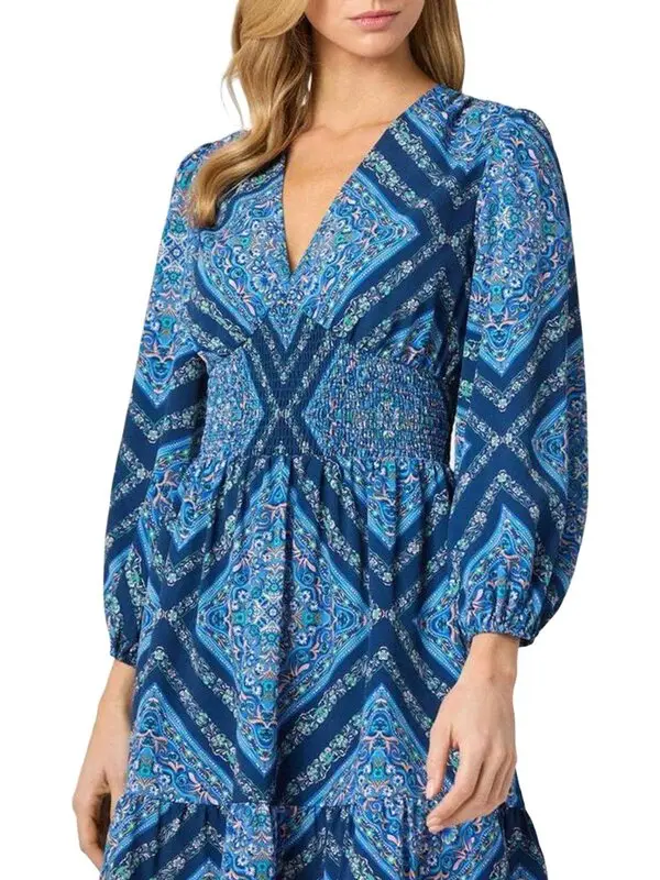 Shoshanna Imogen Smocked Floral-print Mini Dress - Blue Multi
