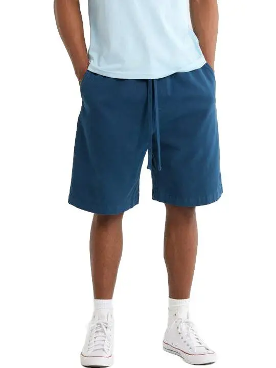 Carhartt Work In Progress Floyde Lyocell & Cotton Twill Drawstring Shorts - Blue River (garment Dyed)