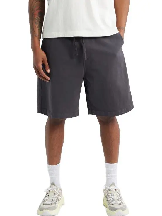 Carhartt Work In Progress Floyde Lyocell & Cotton Twill Drawstring Shorts - Graphite (garment Dyed)