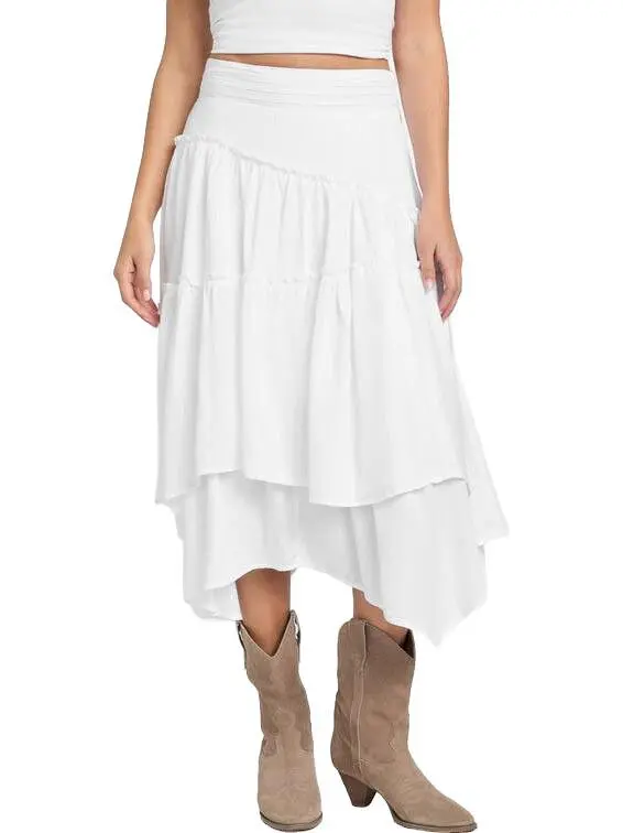 Guess Tanya Tiered Maxi Skirt - Pure White