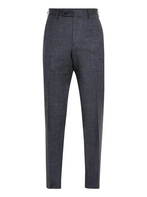 Zanella Devon Wool And Silk Flat-front Pants - Charcoal