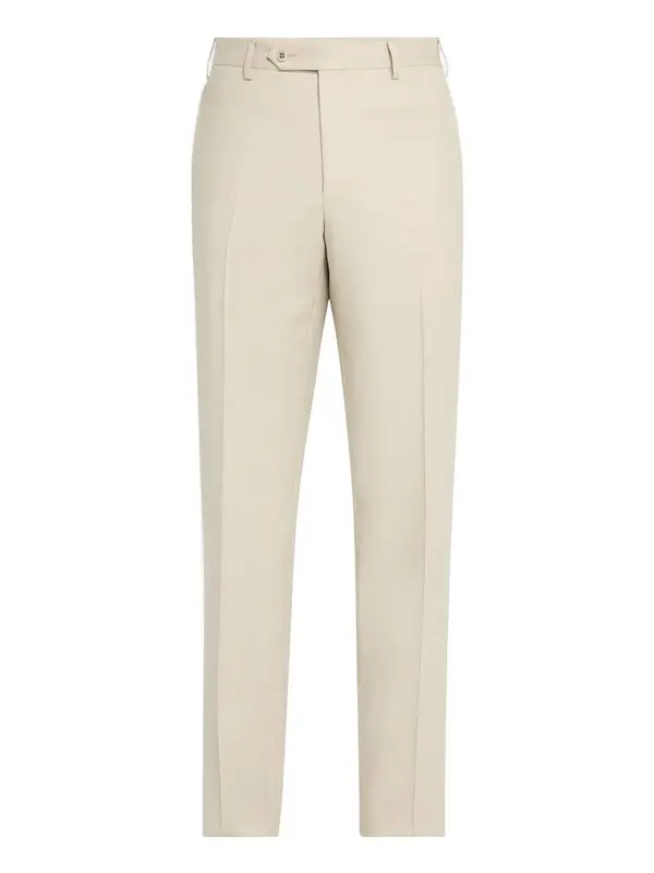 Zanella Devon Wool And Silk Flat-front Pants - Natural