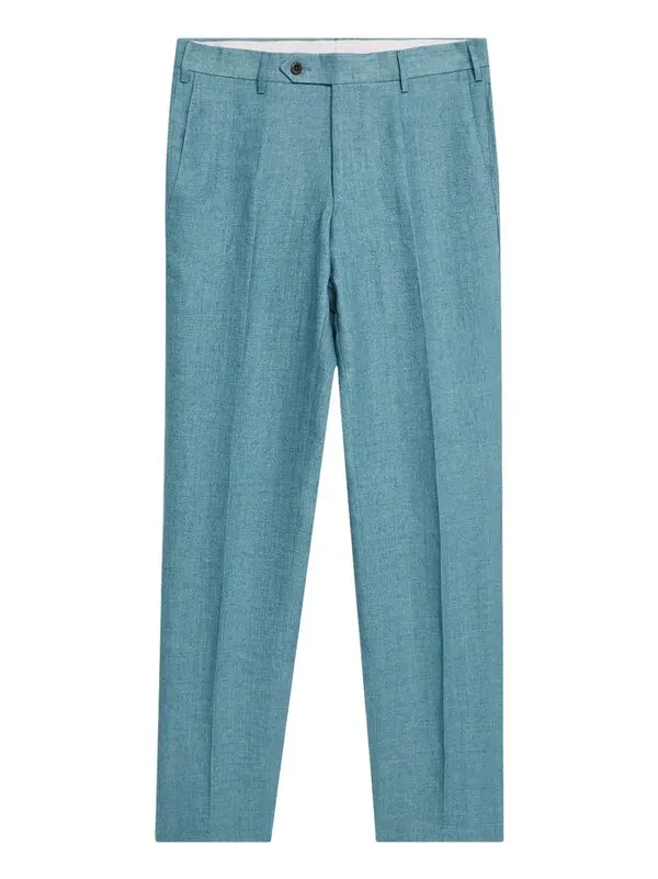 Zanella Parker Linen Flat-front Pants - Turquoise