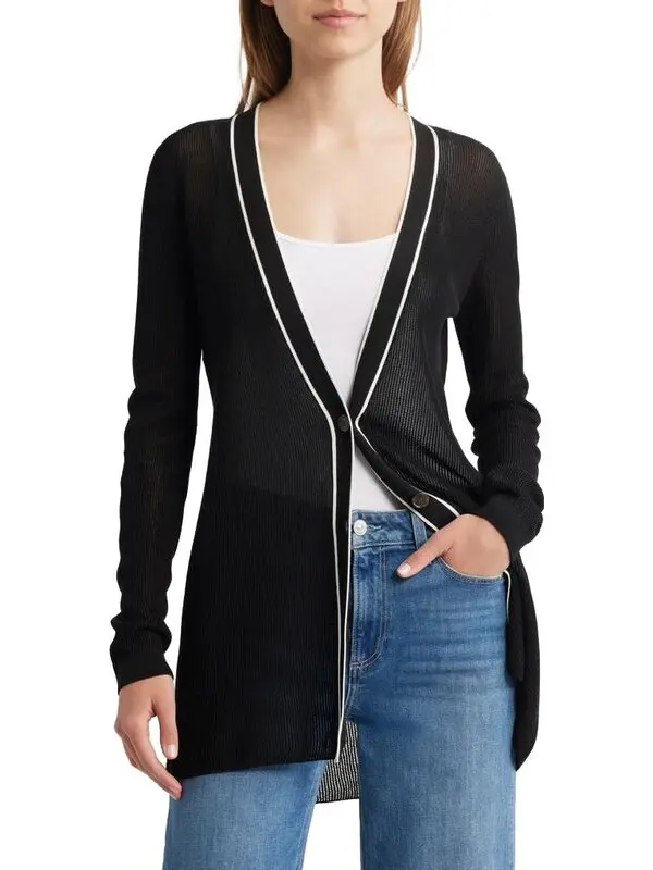 FRAME The Varsity Tipped Cardigan - Black Multi