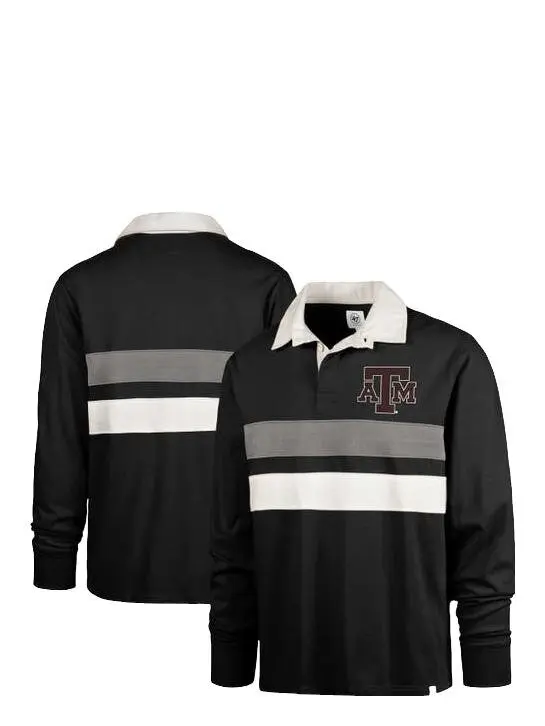 '47 Texas A&m Aggies Clubhouse Knox Thames Long Sleeve Rugby Polo - Black