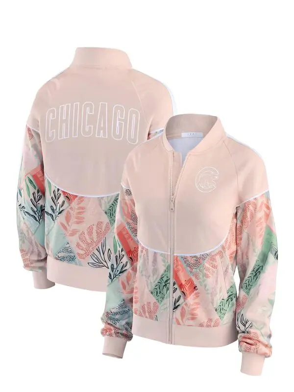 WEAR BY ERIN ANDREWS Chicago Cubs Raglan Full-zip Track Jacket - Sand
