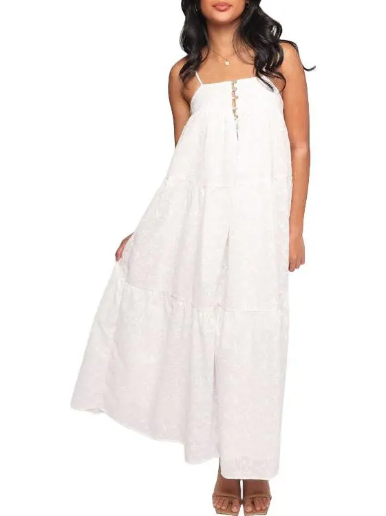 PETAL & PUP Floral Embroidered Cotton Maxi Dress - White
