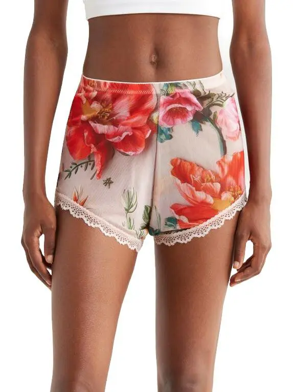 KILO BRAVA Floral Cotton Mesh Boyshorts - 3d Floral