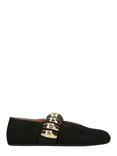AZZEDINE ALAIA Pebbles Suede Ballet Flats - Black/comb