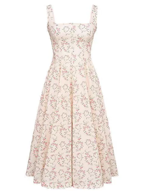 House Of Cb Mariabella Floral-print Midi Dress - Cream Floral
