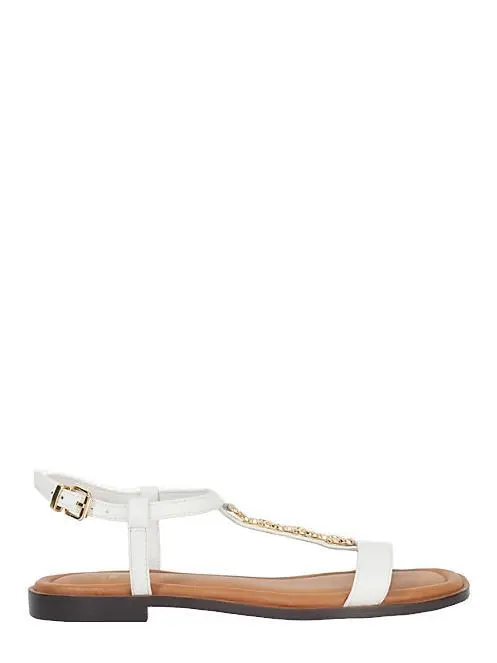DUNE Lollipops Chain-detail Leather Sandals - White Leather